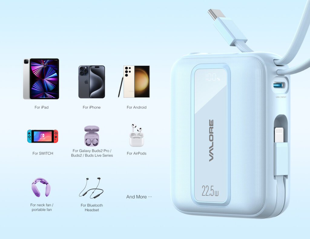Valore PD20W 10000mAh Power Bank with Dual Built-in Cables - Valore Global